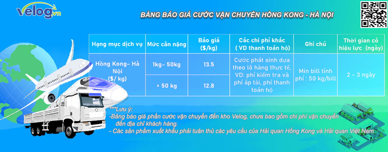 Báo Giá Dịch Vụ Vận Chuyển Hong Kong – Việt Nam Và Ngược Lại - Velog-SP Có Sẵn
